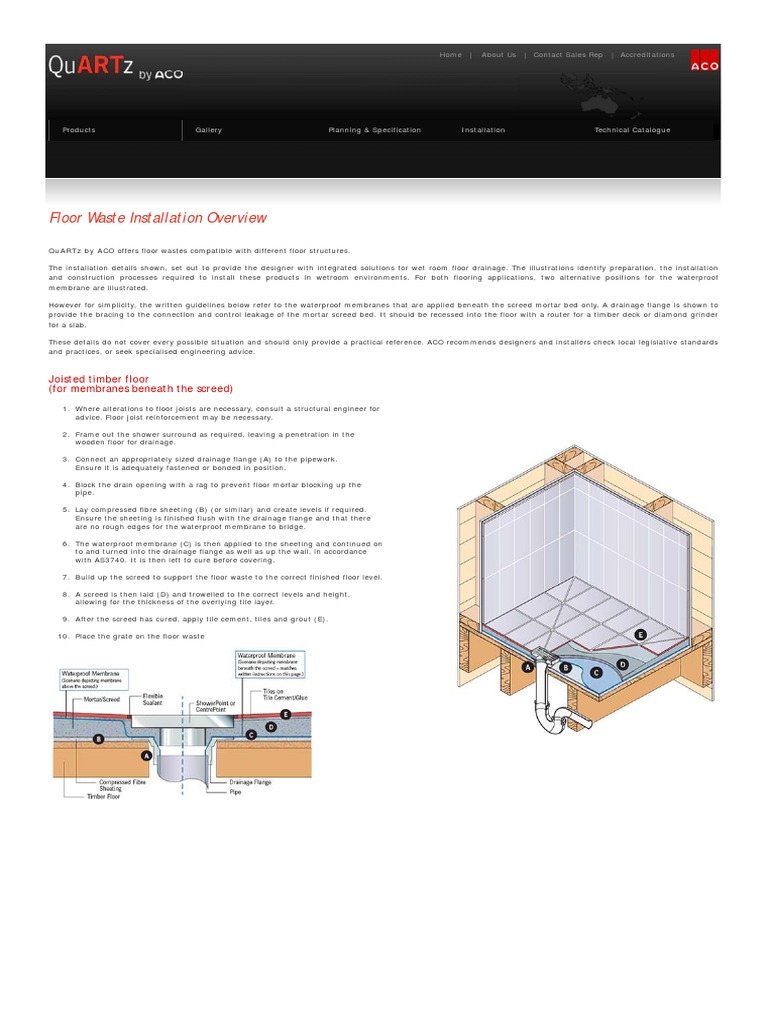 SHOWER Floor Waste Installation Overview | PDF