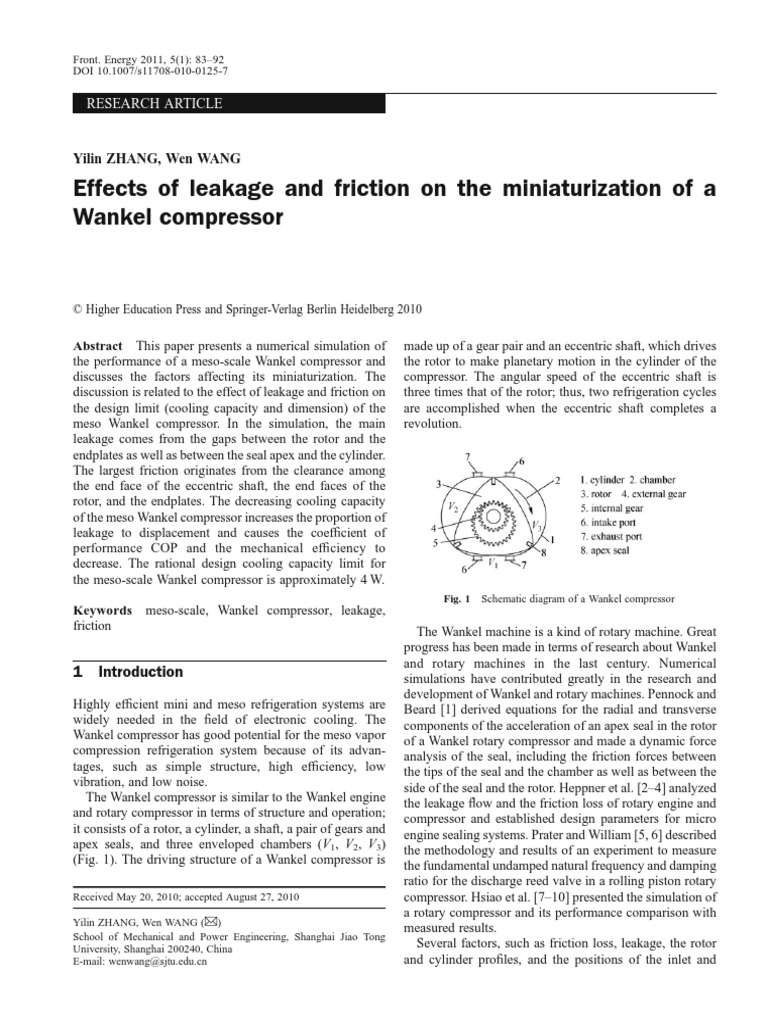 Effects of Leakage and Friction On The Miniaturization of A Wankel ...