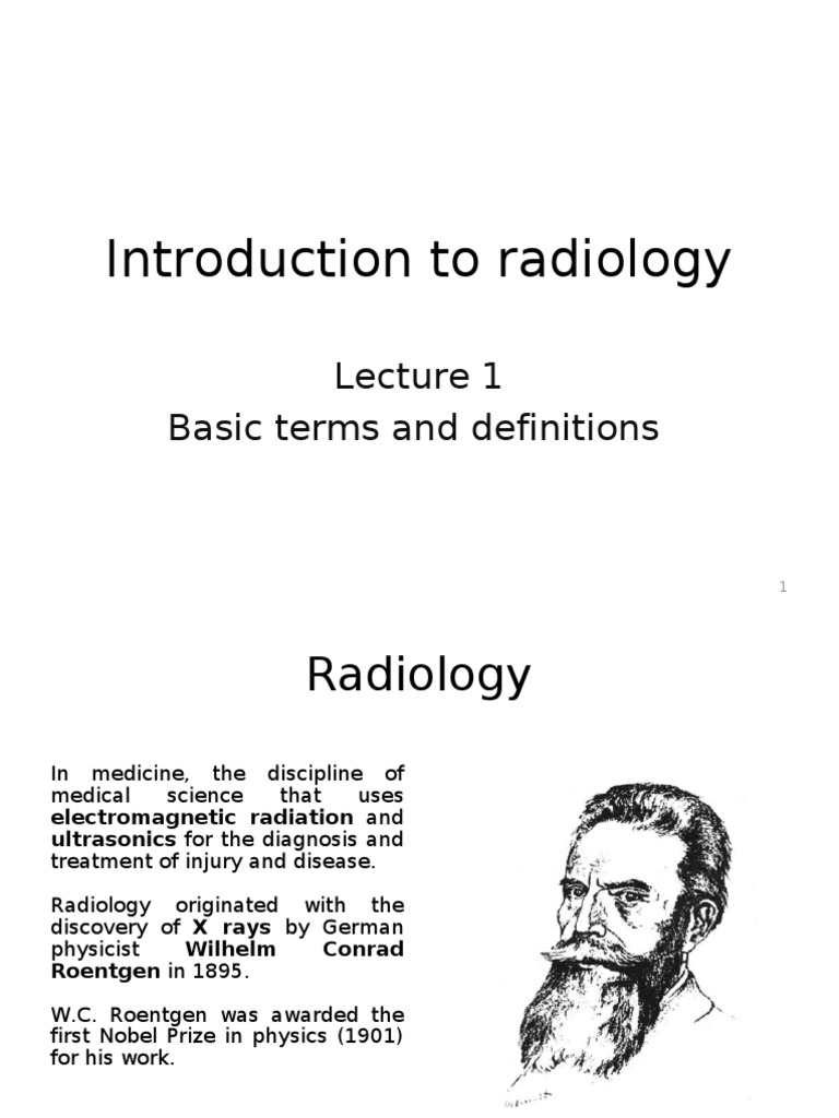 Introduction To Radiology: Basic Terms and Definitions | PDF | Medical ...