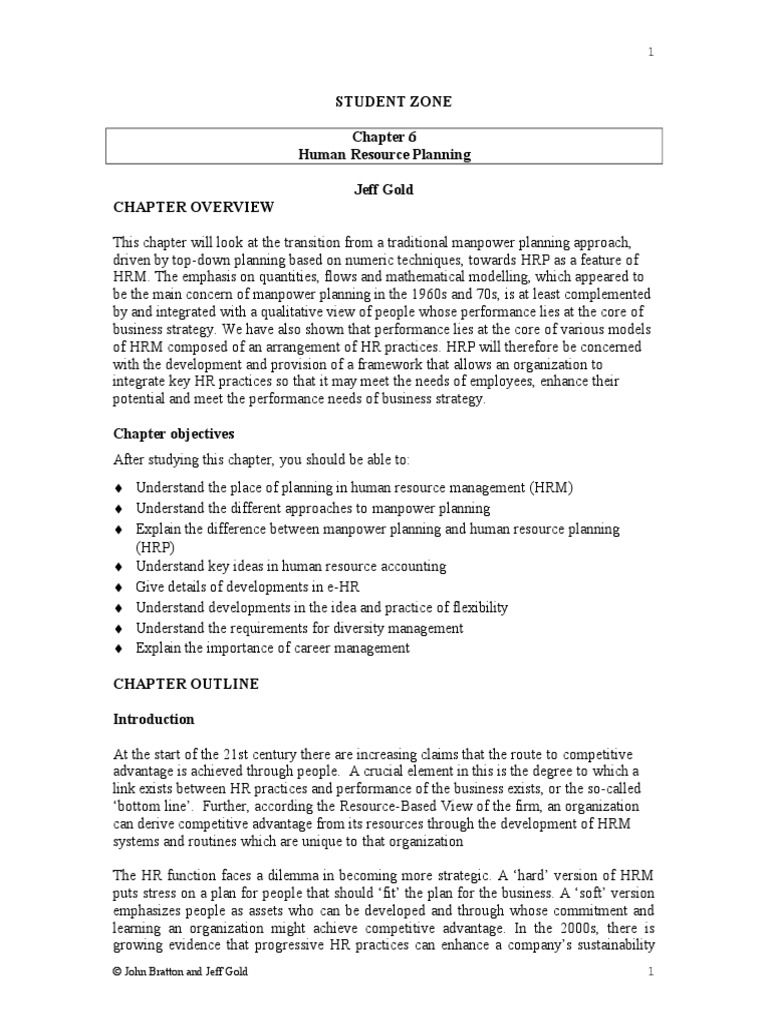 Chapter 6 Human Resource Planning | PDF | Human Resource Management ...