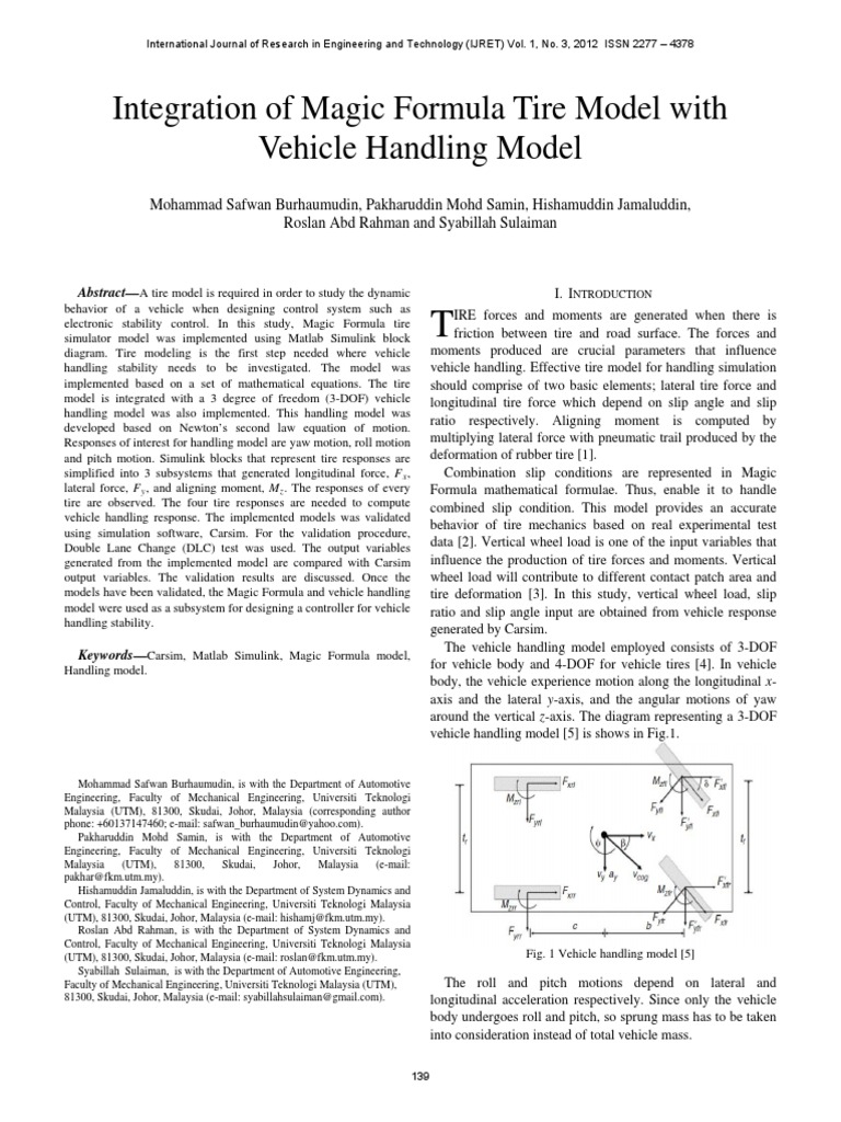 Magic Formula Tire Model in Simulink | PDF | Mathematical Model ...