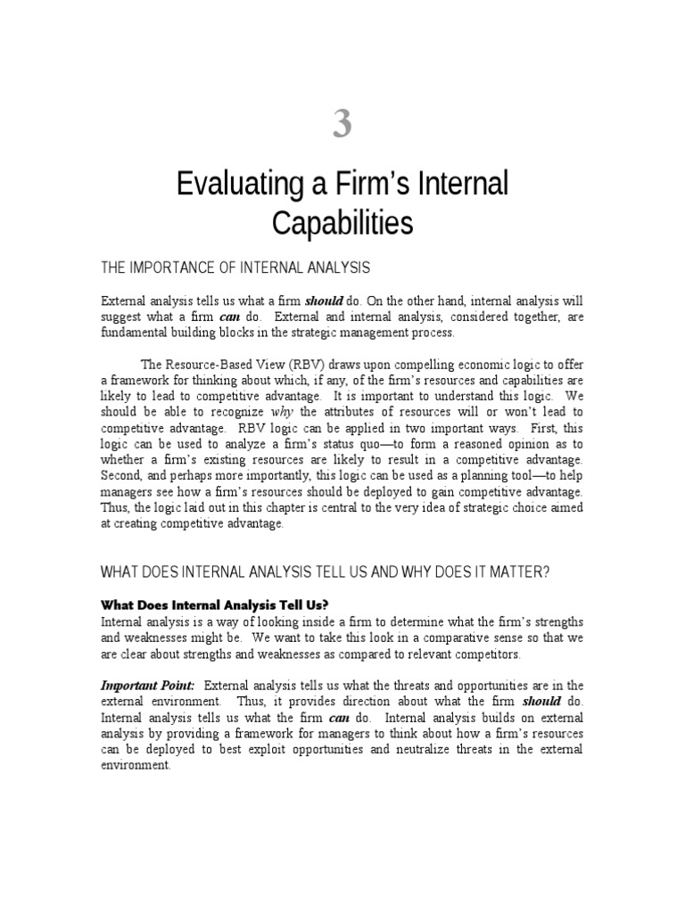 Internal Capabilities | PDF | Competition | Strategic Management