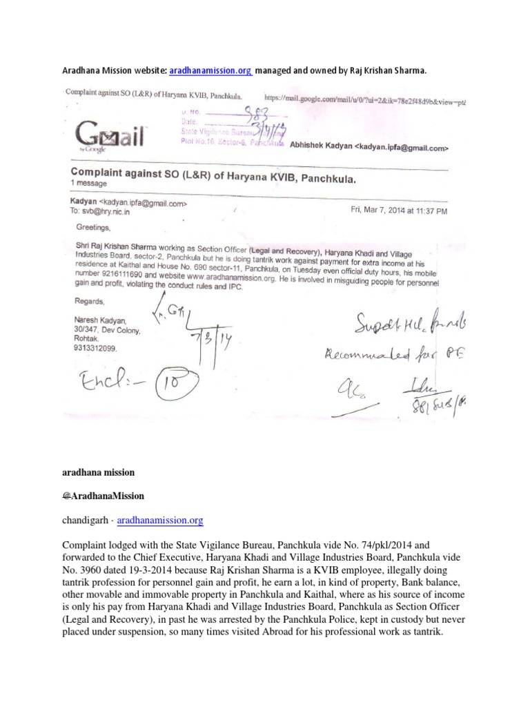 State Vigilance Bureau, Haryana Alerted Against Raj Krishan Sharma, SO ...