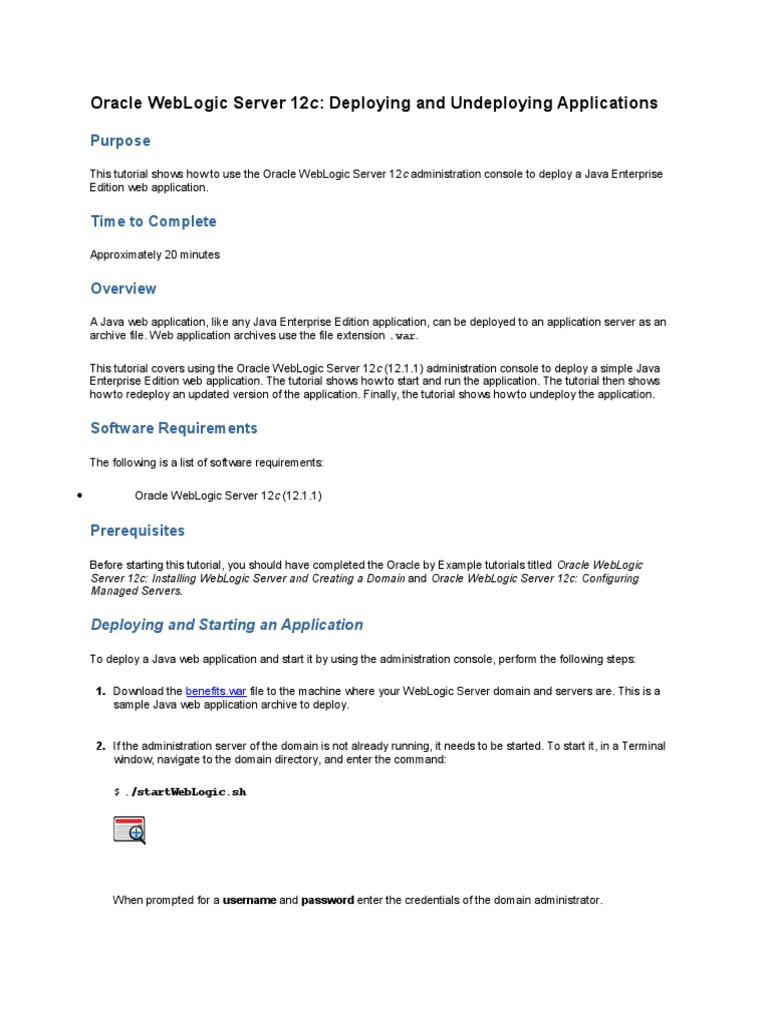 Oracle WebLogic Server 12c | PDF | Command Line Interface | World Wide Web