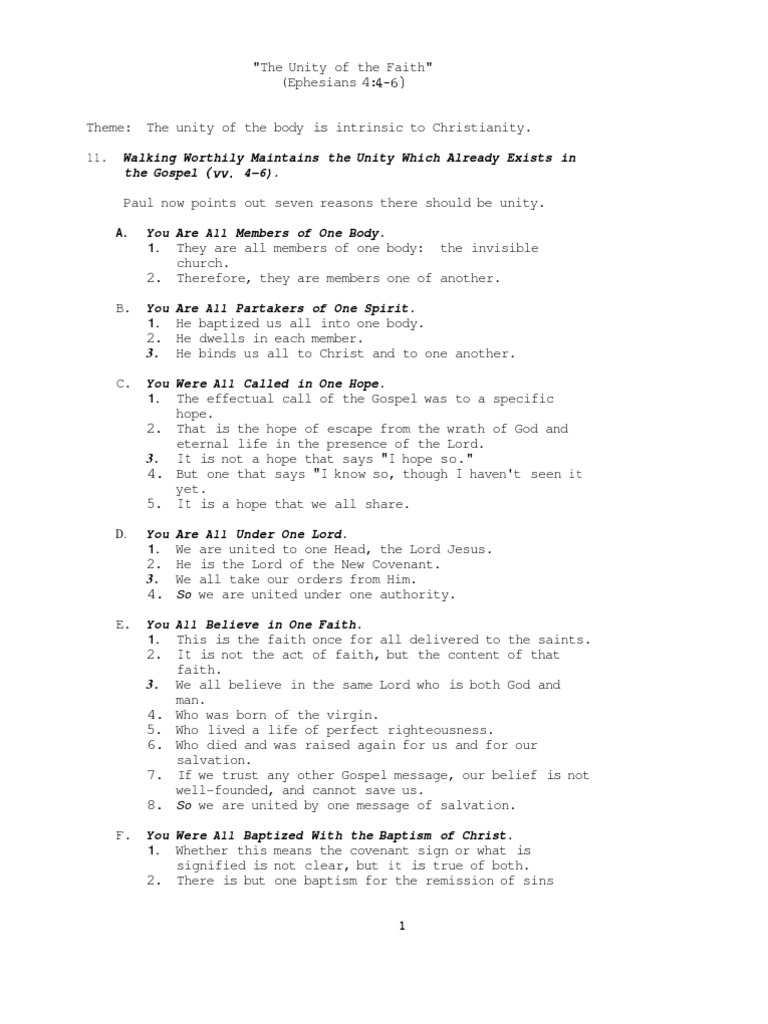Unity of Faith in Christianity | PDF | Baptism | Religious Faiths