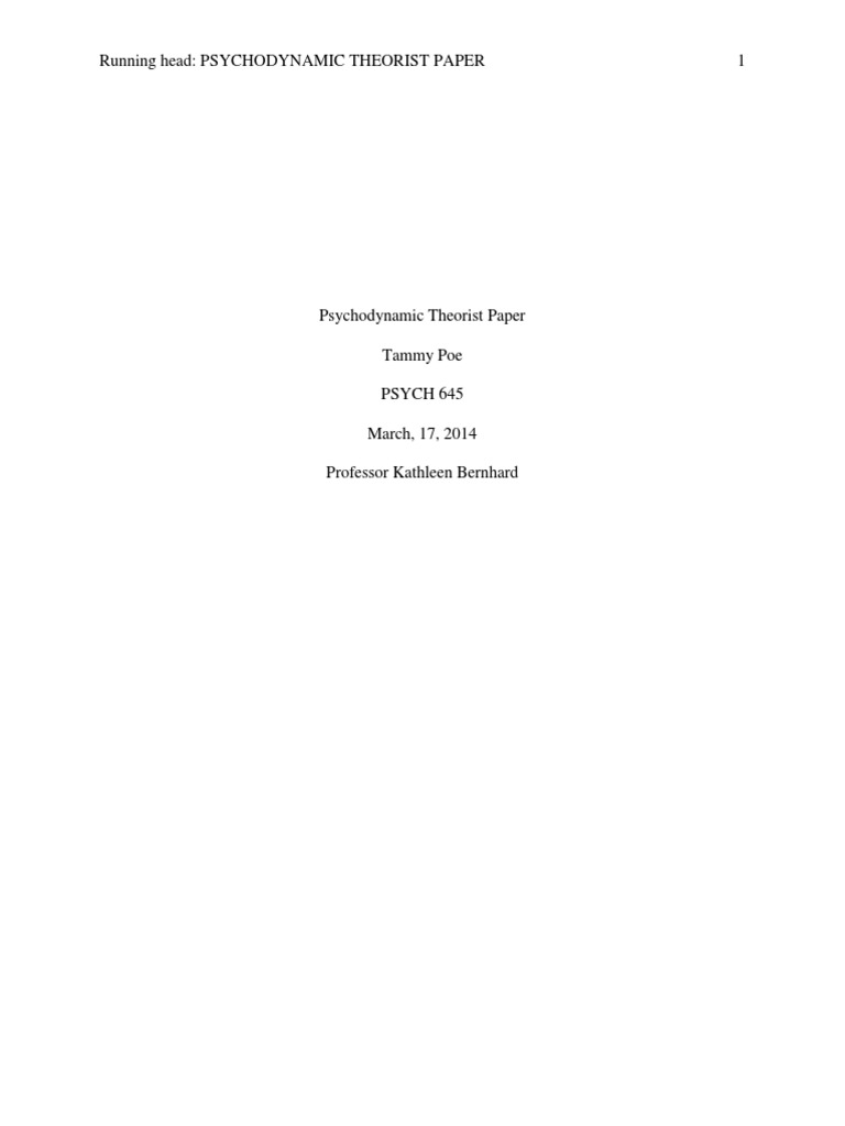 Psychodynamic Theorist Paper | PDF | Id | Attachment Theory