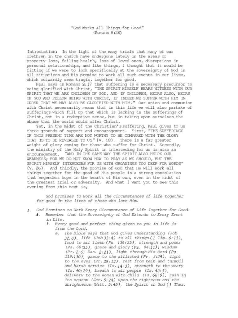 God Works All Things For Good | PDF | Idolatry | Last Judgment