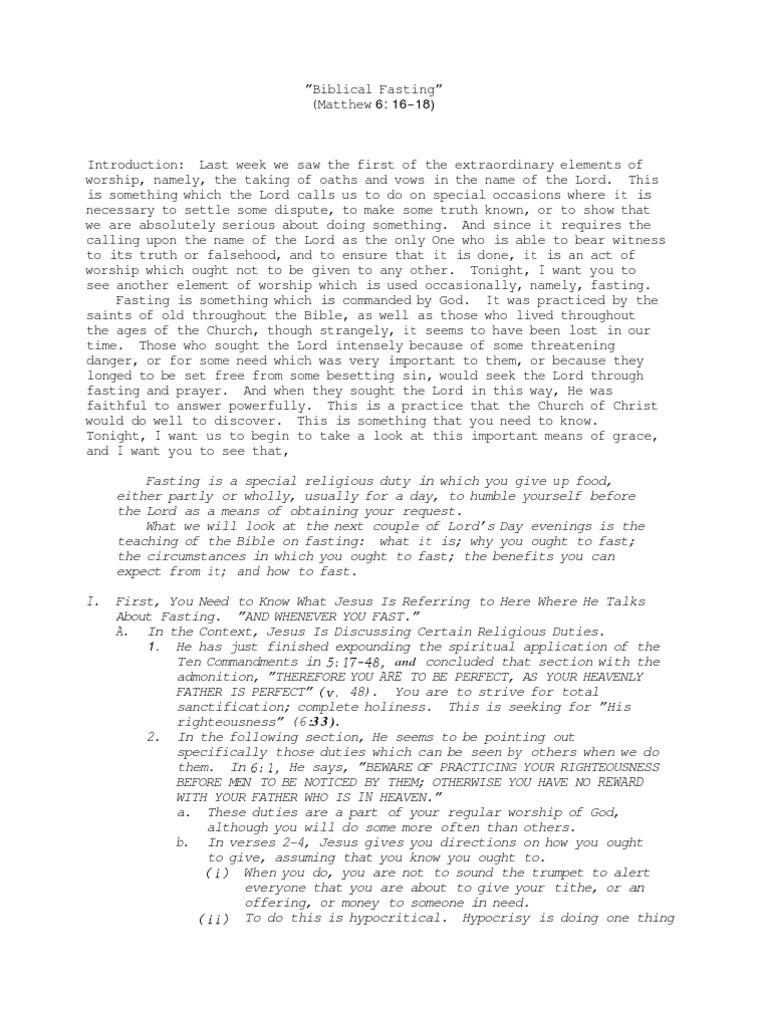 Biblical Fasting Explained | PDF | Fasting | Elijah