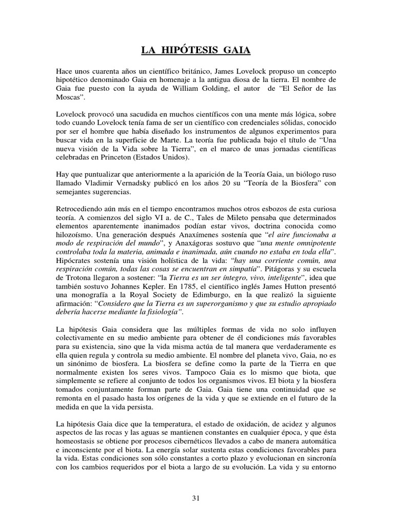 Hipotesis Gaia | PDF | Hipótesis de Gaia | Tierra