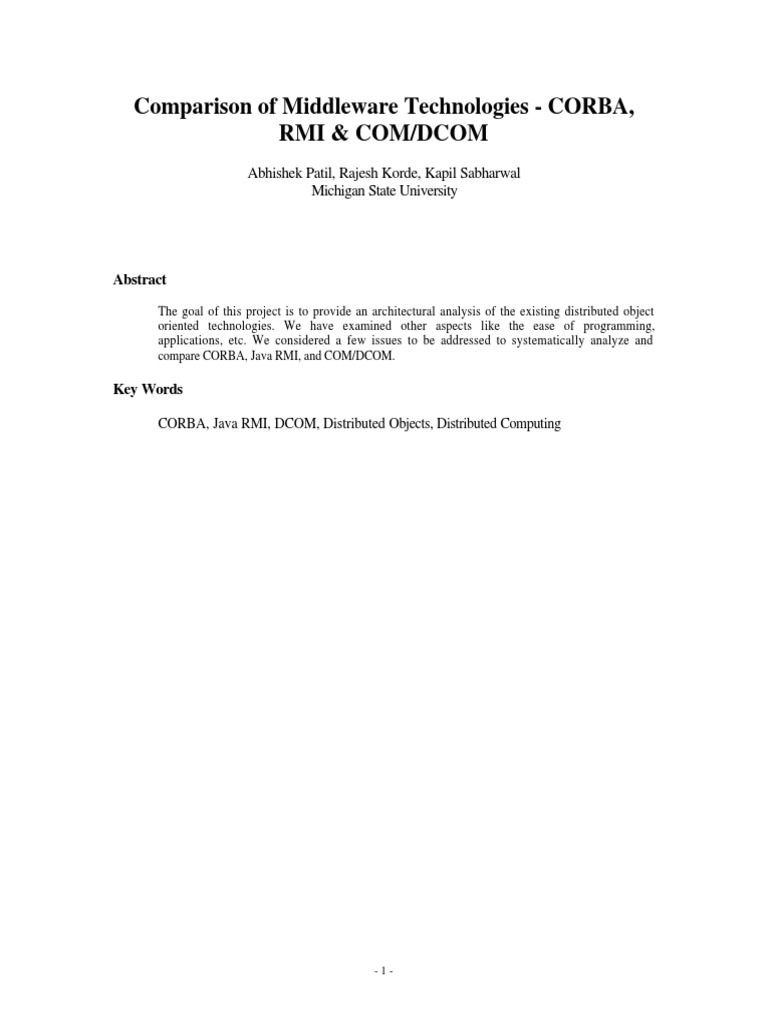 Corba Rmi Dcom Pdf Component Object Model Common Object Request Broker Architecture