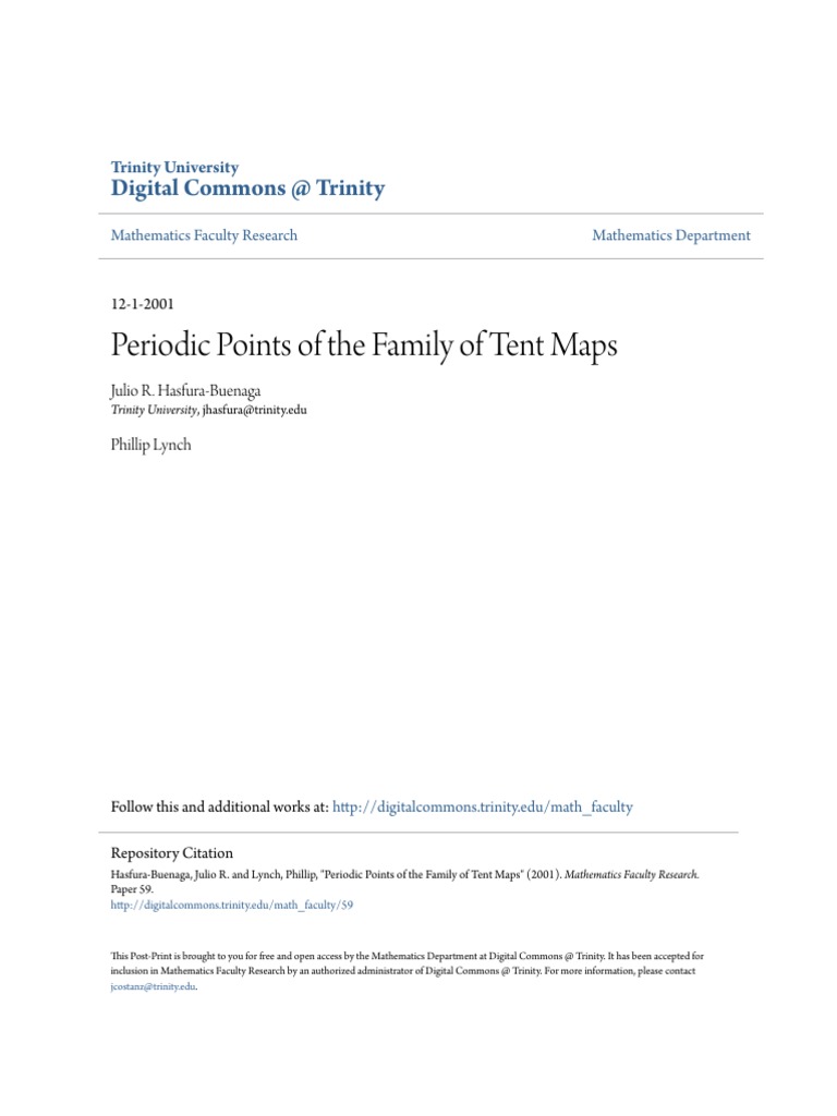 Periodic Points of The Family of Tent Maps | PDF | Chaos Theory ...