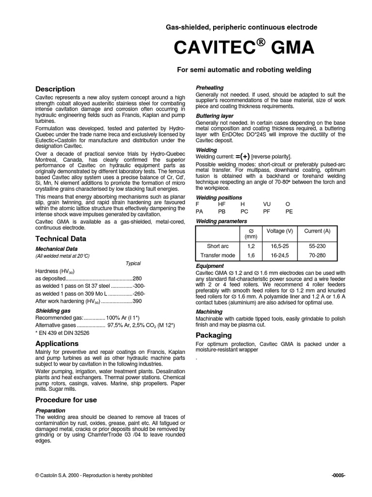 Cavitec GMA Recomend | PDF | Welding | Construction