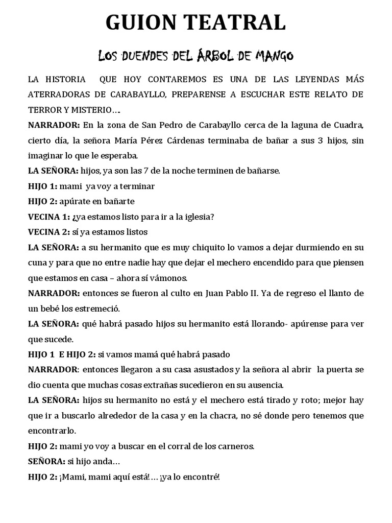 Guion Teatral: Los Duendes del Mango | PDF | Ocio