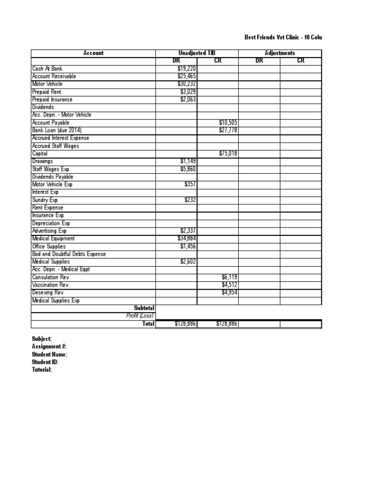 10-Column Accounting Worksheet Template | PDF | Expense | Balance Sheet