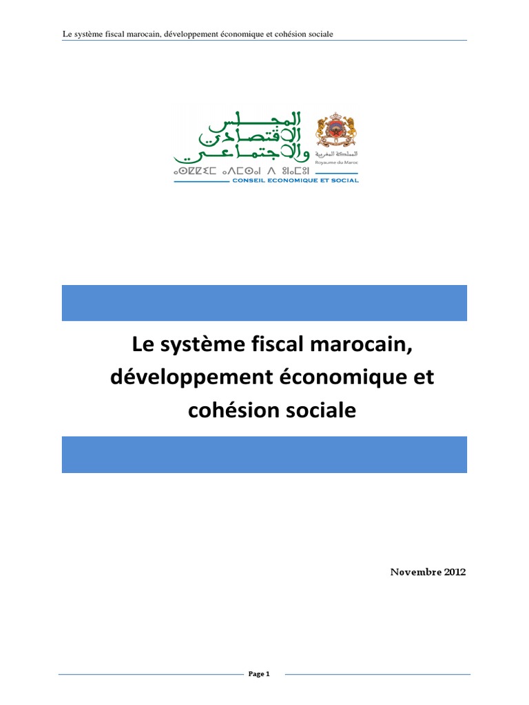 Le Systeme Fiscal Marocaine CES - Rapport - Fiscalite-VF | PDF | Maroc ...