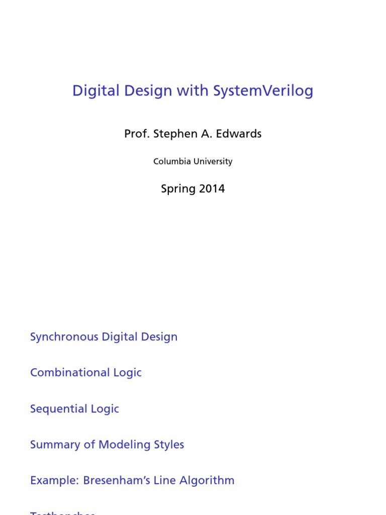 Digital Design With Systemverilog Pdf Hardware Description Language Electronic Circuits 