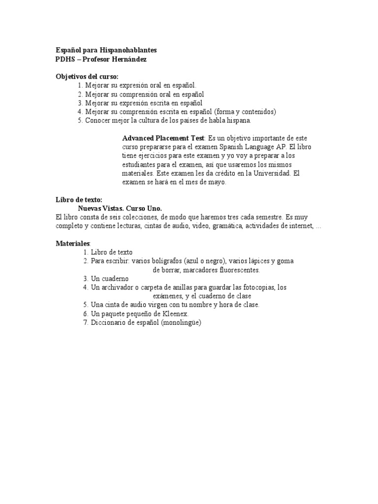 Curso Avanzado de Español para Hispanohablantes | PDF | Lengua española ...