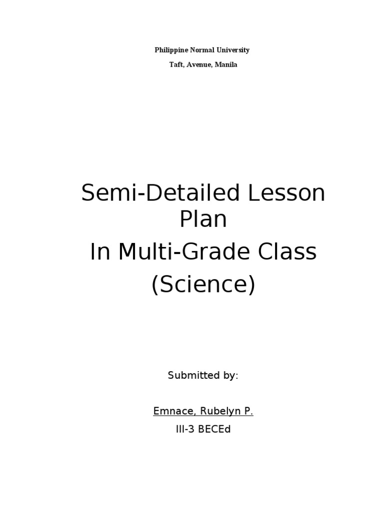 Multi Grade Semi-Detailed Lesson Plan | PDF | Plants | Leaf