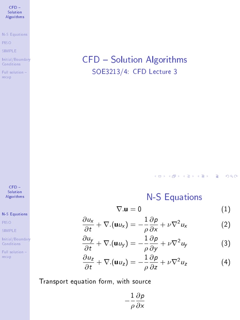 CFD (Solution Algorithms | PDF | Computational Fluid Dynamics | Navier ...