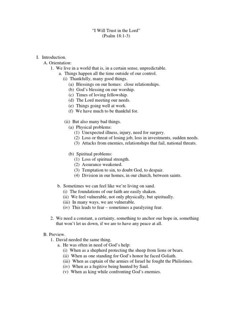 I Will Trust in The Lord | PDF | David | Saul