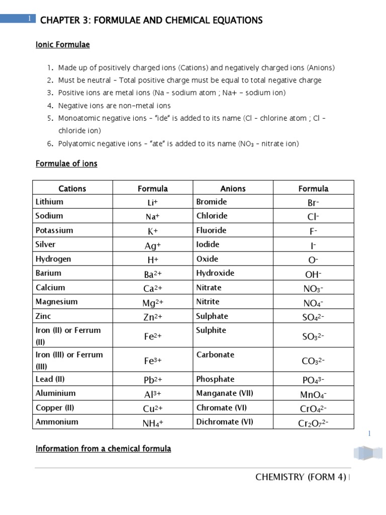Chemistry (Chapter 3 - Notes) | PDF | Ion | Sodium