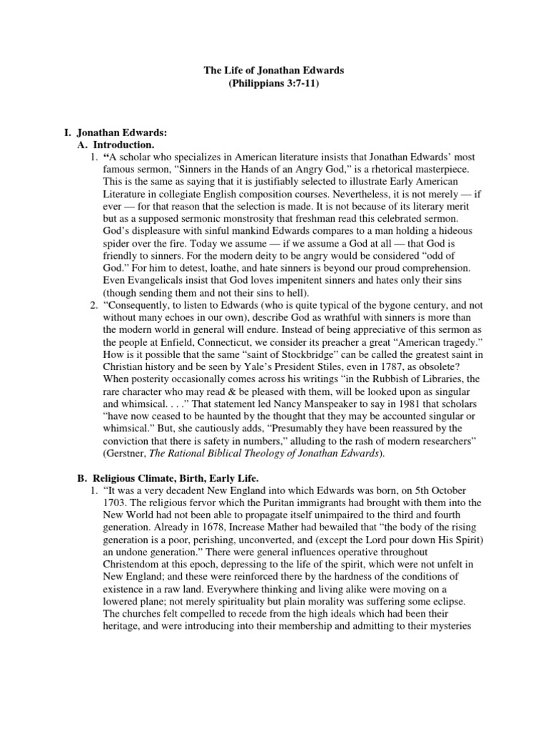 The Life of Jonathan Edwards | PDF | Jonathan Edwards (Theologian) | Sermon