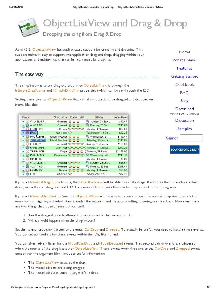 ObjectListView and Drag & Drop - ObjectListView v2.6 | PDF | Software | Computing