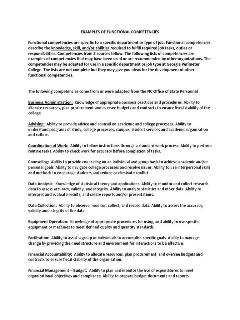 Functional Competencies Overview | PDF | Competence (Human Resources ...