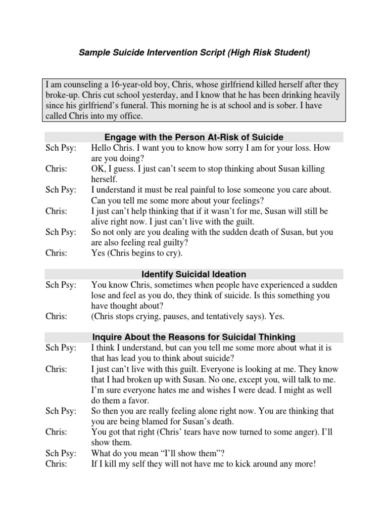 3.sample Suicide Intervention Script | PDF | Suicide | Thought