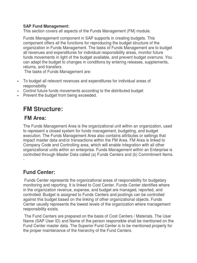 SAP Fund Management | Download Free PDF | Asset Management | Budget