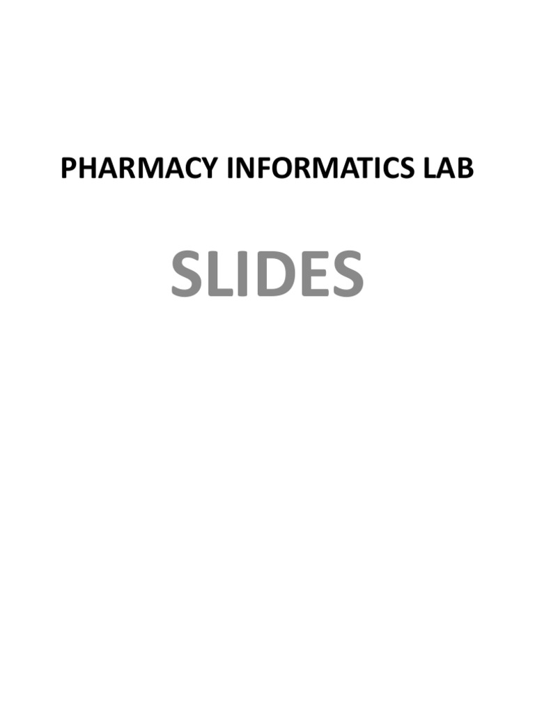 An Introduction to Pharmacy Informatics: Key Concepts and Applications ...