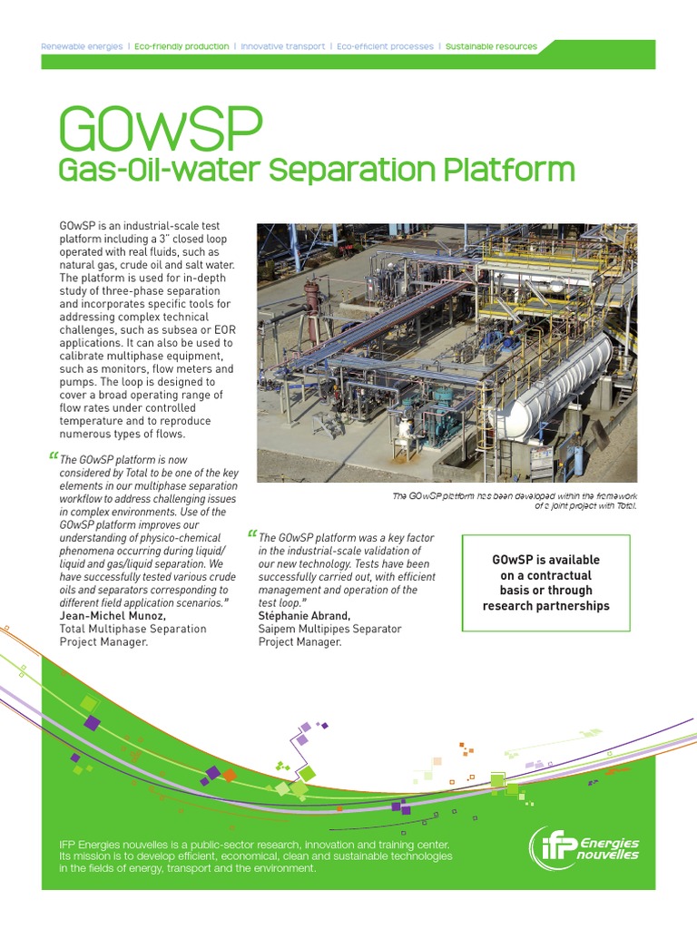 GOwSP - Gas Oil Water Separation Platform | PDF | Petroleum | Chemical ...
