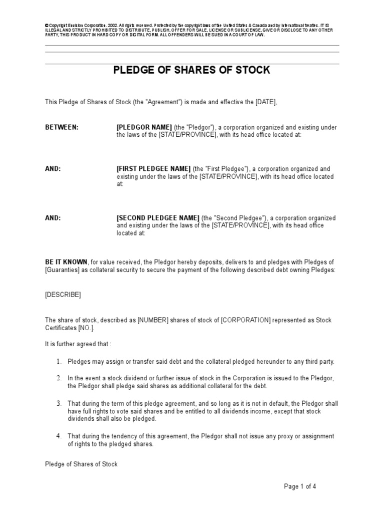 Pledge of Shares of Stock | PDF | Foreclosure | Private Law
