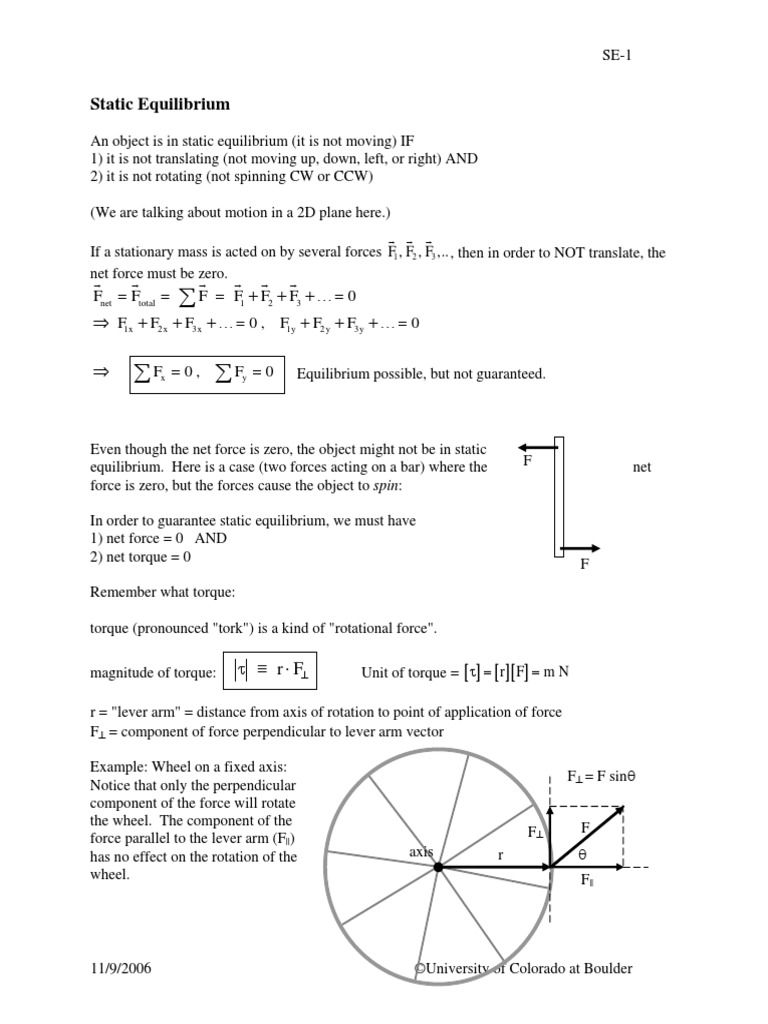 Static Equilibrium | Torque | Rotation Around A Fixed Axis