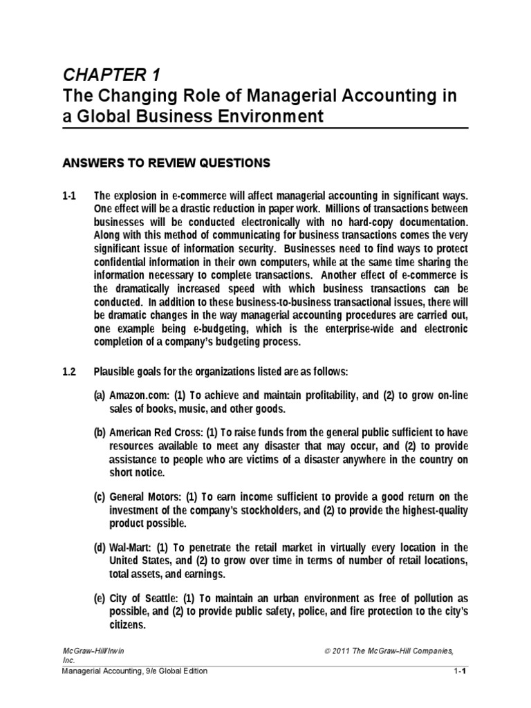 Hilton 9E Global Edition Solutions Manual Chapter01 | PDF | Management ...