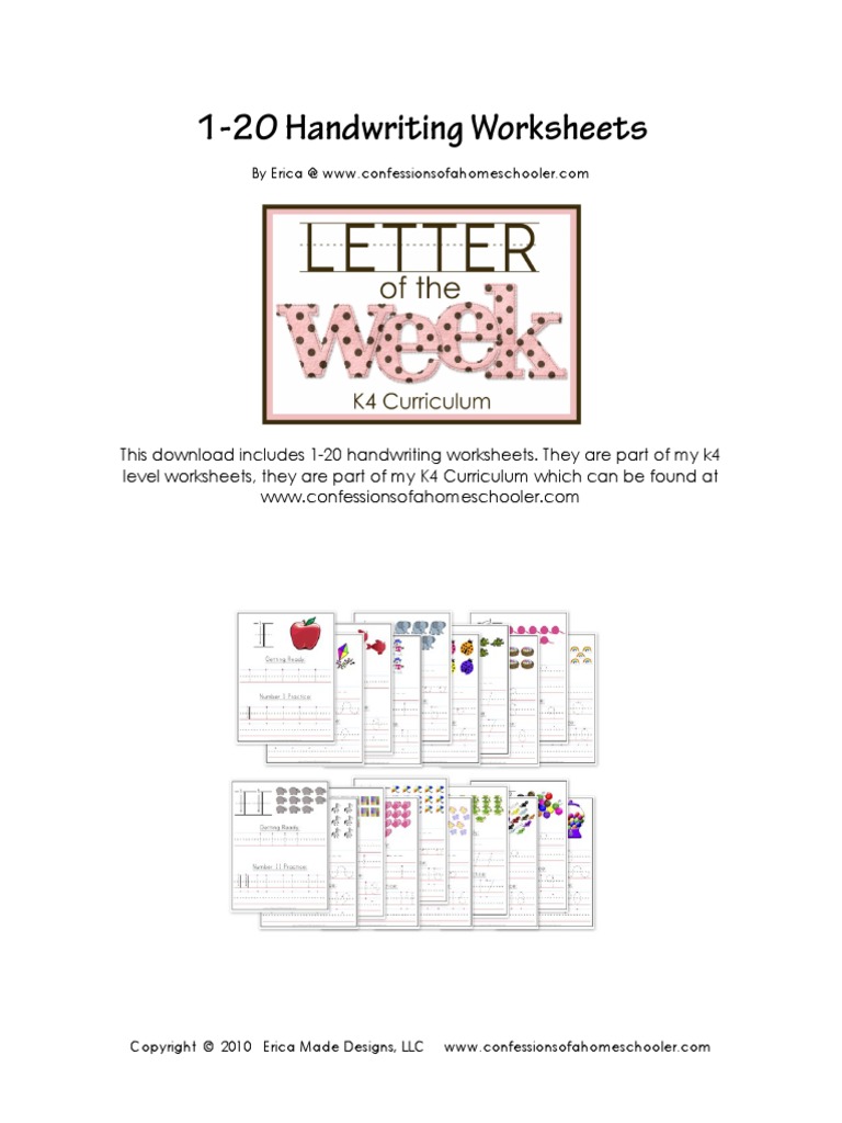 This Download Includes 1-20 Handwriting Worksheets. They Are Part of My ...