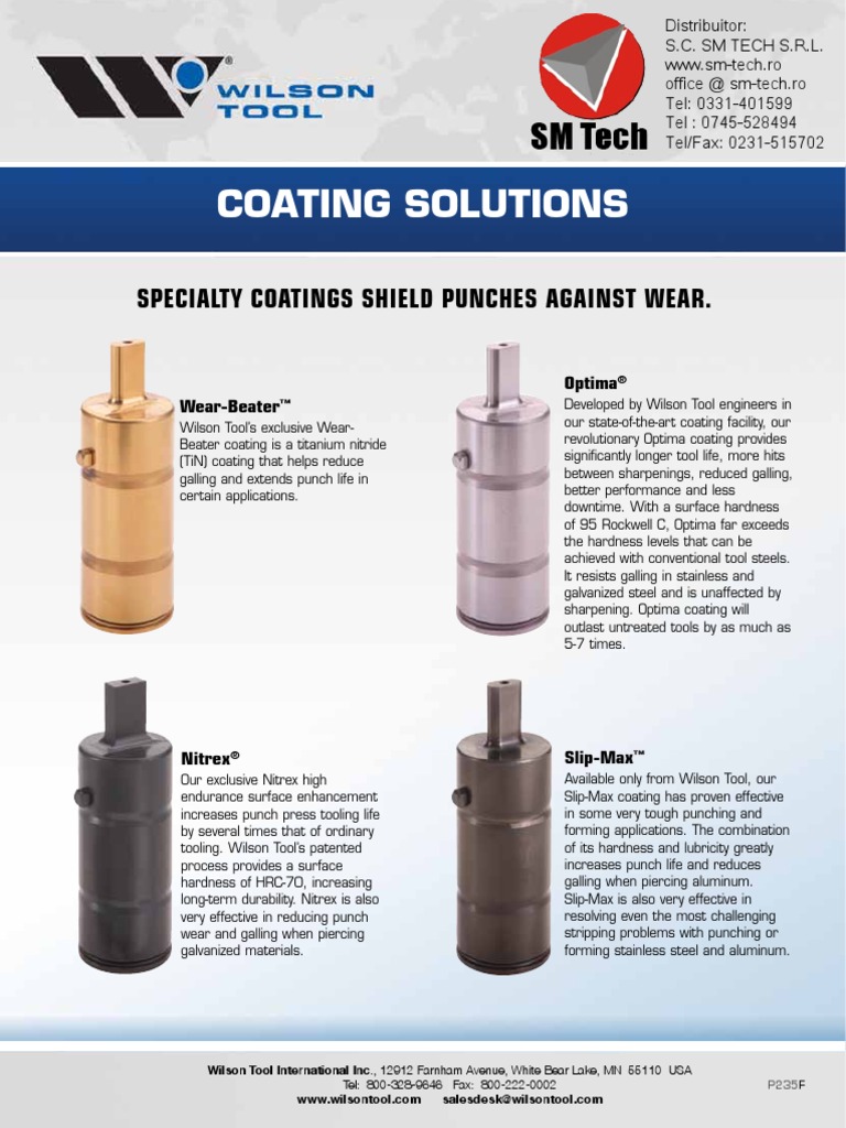 Wilson Tool Coating Solutions - SM | PDF | Stainless Steel | Steel