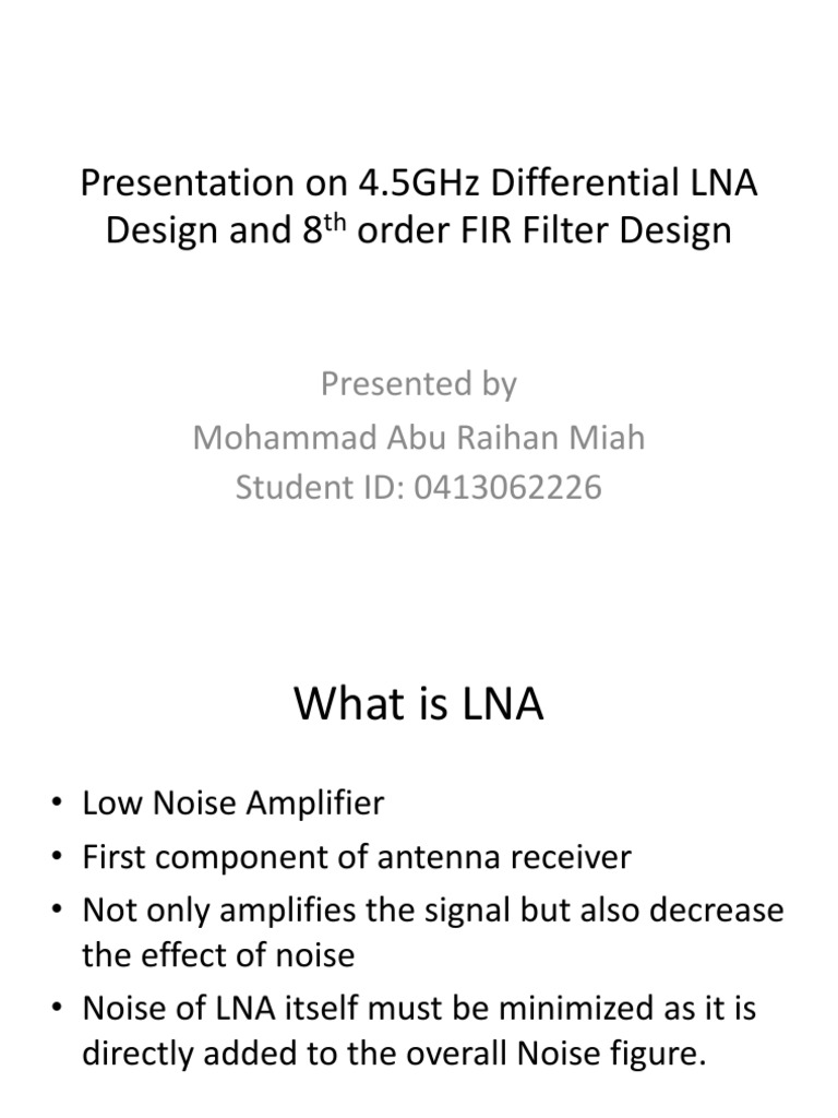 LNA Design Example.pptx | Digital Signal Processing | Electrical ...