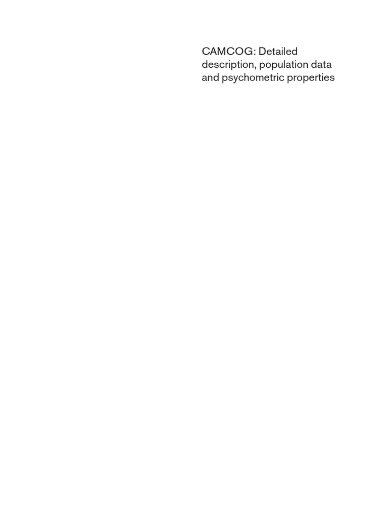 Camcog PDF | PDF | Executive Functions | Dementia