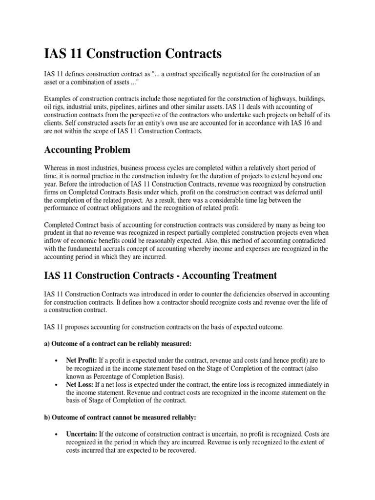 IAS 11 Construction Contracts | PDF | Revenue | Profit (Accounting)