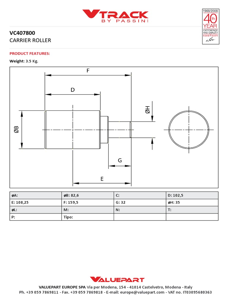 Carrier Roller Specifications | PDF | Technology & Engineering