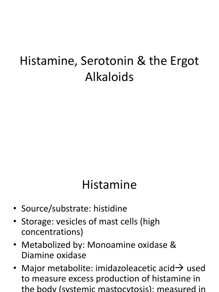 Histamine, Serotonin, and Ergot Alkaloids | PDF | Serotonin ...