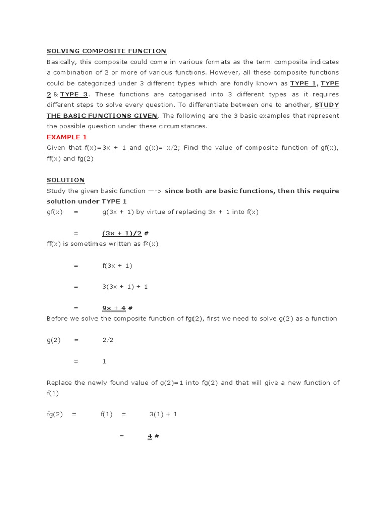 Solving Composite Function | Function (Mathematics) | Mathematical Sciences
