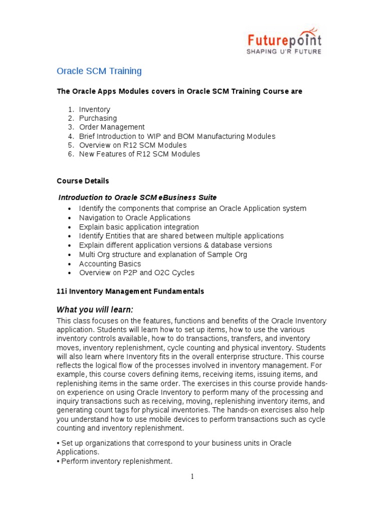 Oracle SCM Training | PDF | Inventory | Consumer Goods