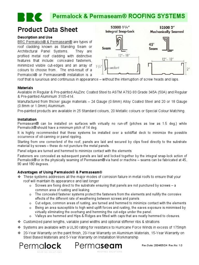 Pds - Permalock & Permaseam | PDF | Sheet Metal | Rust