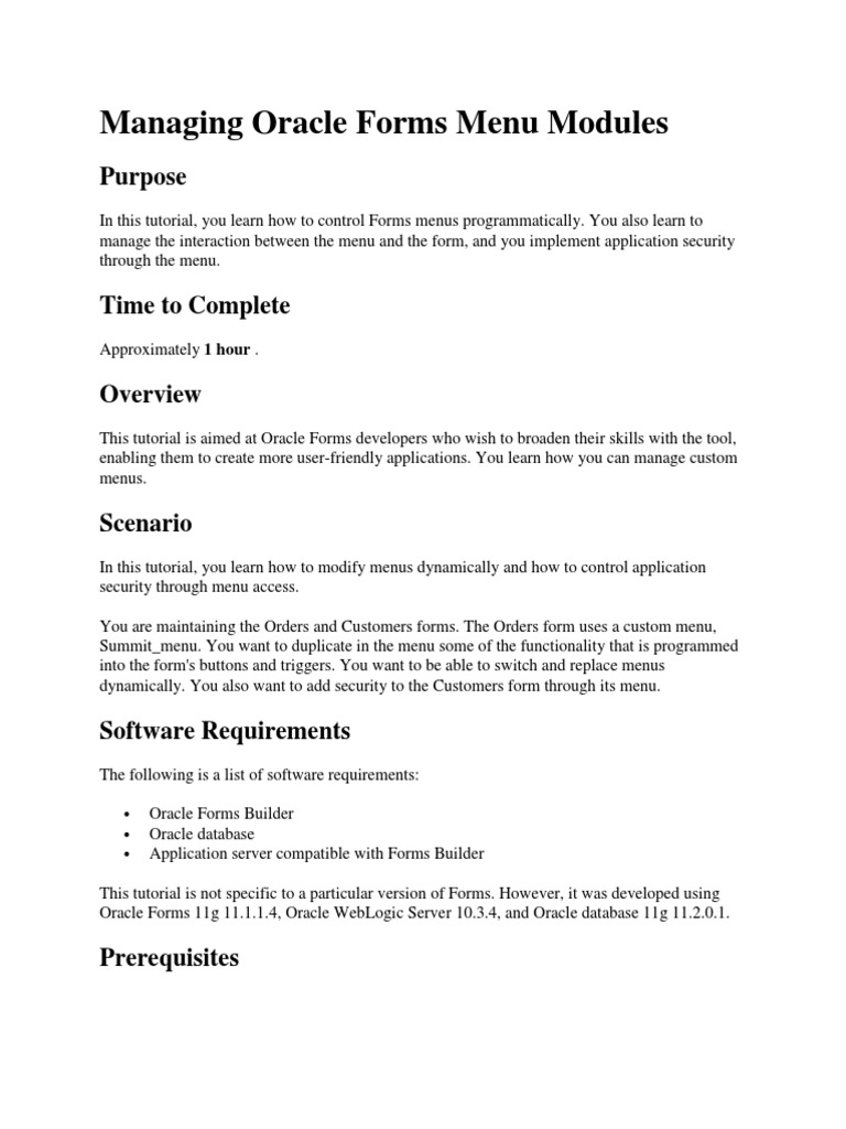 Managing Oracle Forms Menu Modules | PDF | Pl/Sql | Button (Computing)