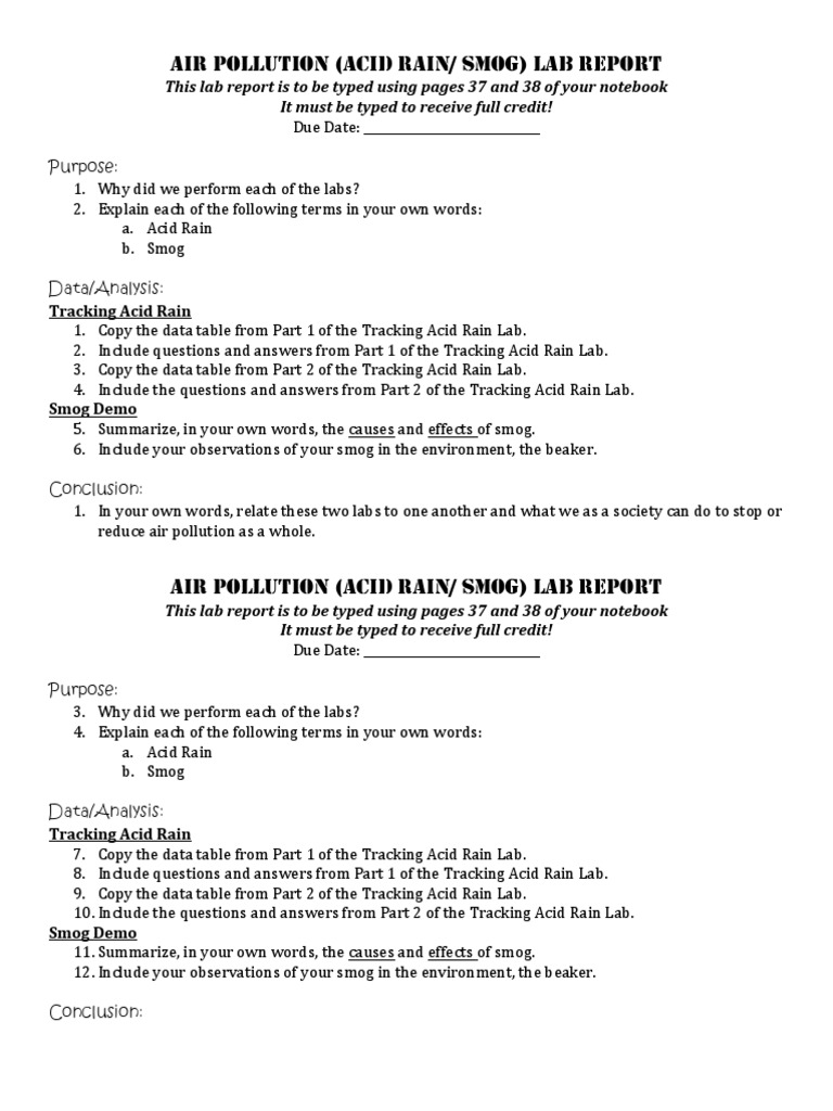 Air Pollution Lab Report | PDF