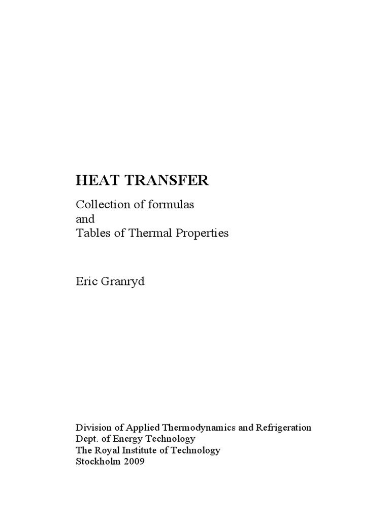 Heat Transfer Collection of Formulas and Tables - 2009 | PDF | Boundary ...