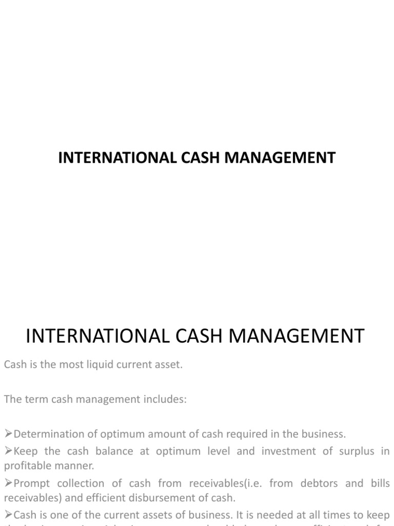 International Cash Management | PDF | Market Liquidity | Banks