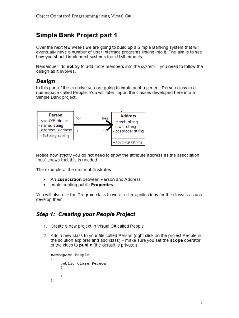 Simple Bank Project Part 1 C Sharp | PDF | Method (Computer Programming) | C Sharp (Programming ...
